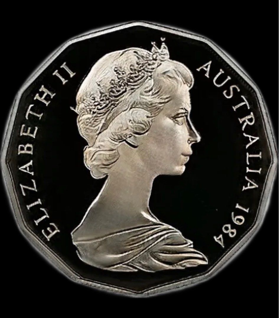 duit syiling 32mm Australia 1972 Elizabath II 50 cent 100% Real Genuine ...