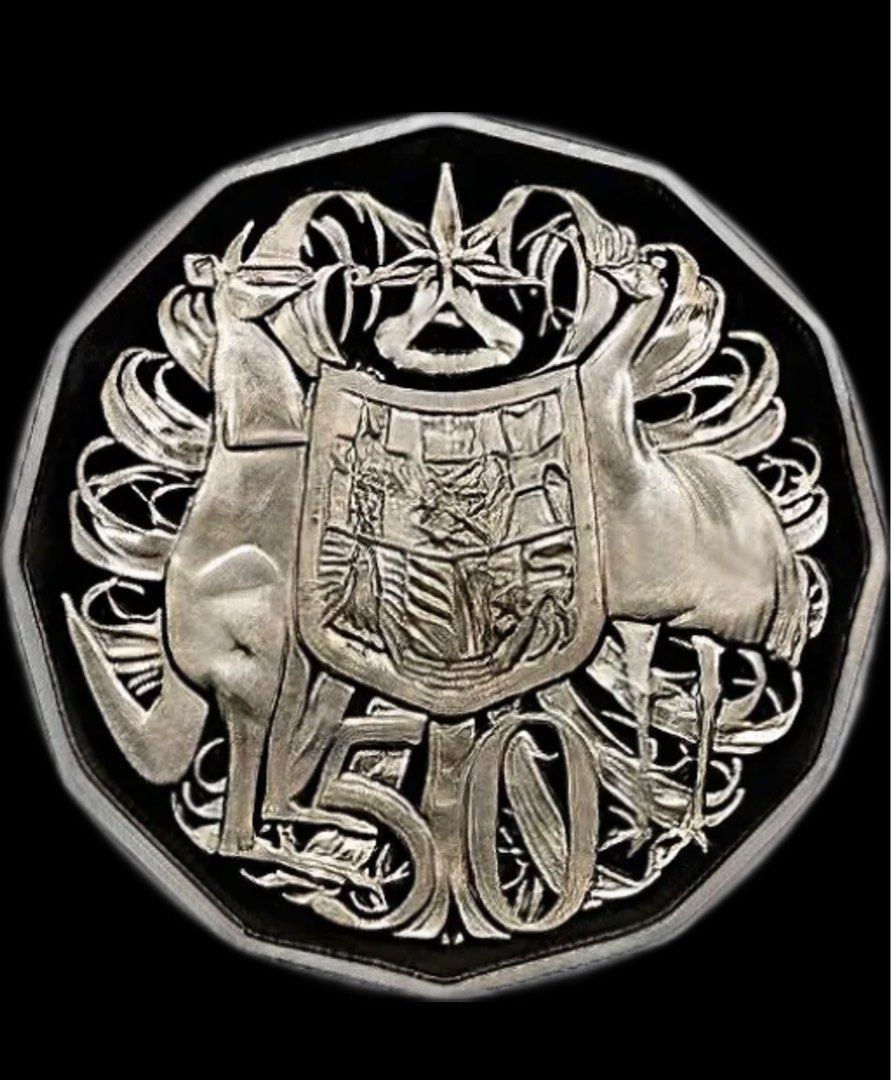 duit syiling 32mm Australia 1972 Elizabath II 50 cent 100% Real Genuine ...