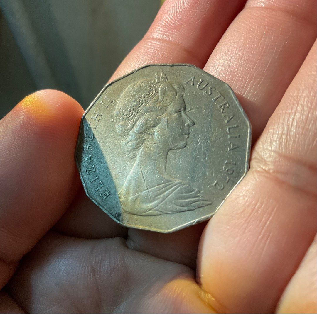 duit syiling 32mm Australia 1972 Elizabath II 50 cent 100% Real Genuine ...