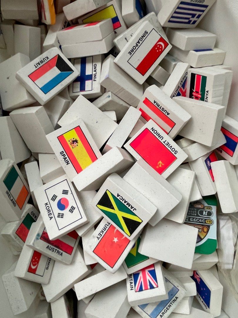 Erasers with various country flags, Hobbies & Toys, Stationery & Craft ...