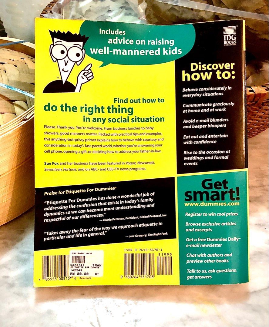 ETIQUETTE For Dummies, Hobbies & Toys, Books & Magazines, Assessment ...