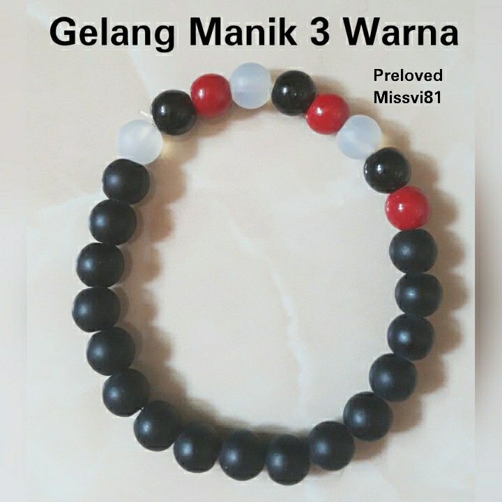 Gelang Tangan Manik 3 Warna Red, Black & White, Desain & Kerajinan Tangan, Barang & Aksesoris ...