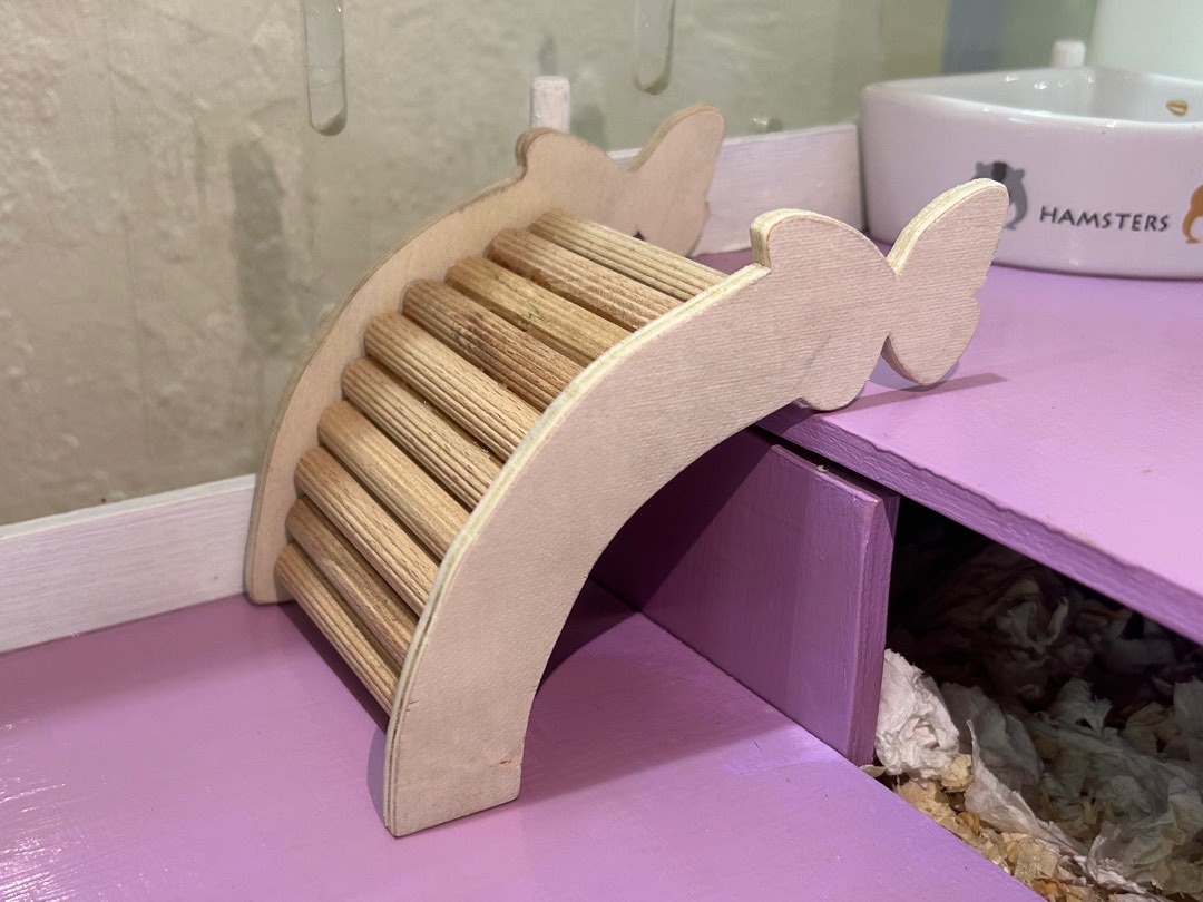 Hamster butterfly wooden wood dowel bridge stairs ladder hide house ...