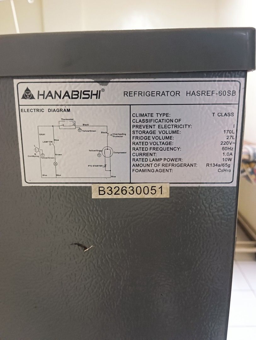 Hanabishi Single Door Refrigerator HASREF60SB on Carousell