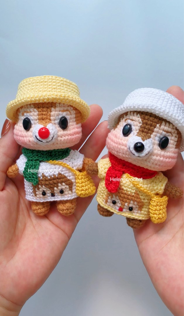 Handmade crochet Chip and Dale key chain bag charm on Carousell