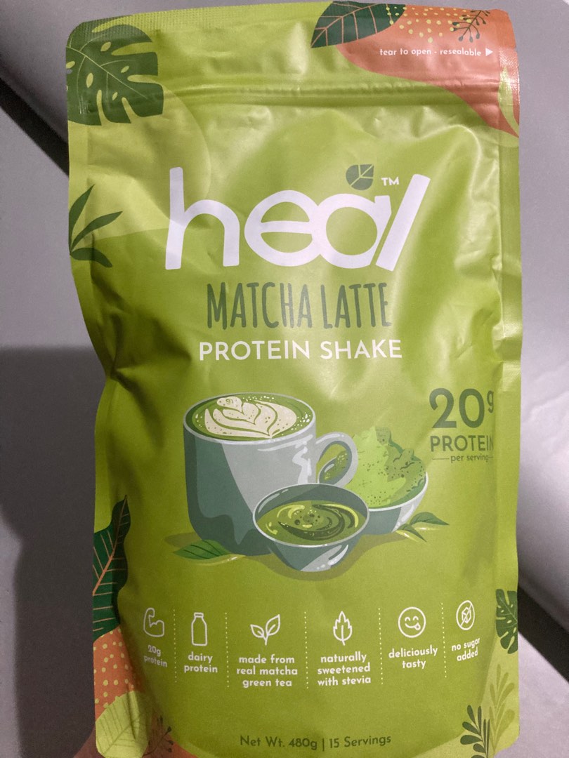 Brand new heal Protein Shake Matcha Latte flavour 480g pack, Food ...