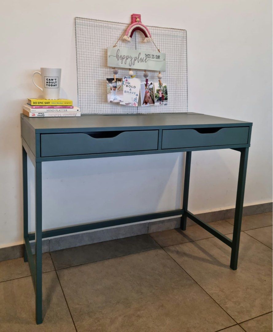 IKEA ALEX Study Table/ Desk Teal colour in new condition, Furniture ...