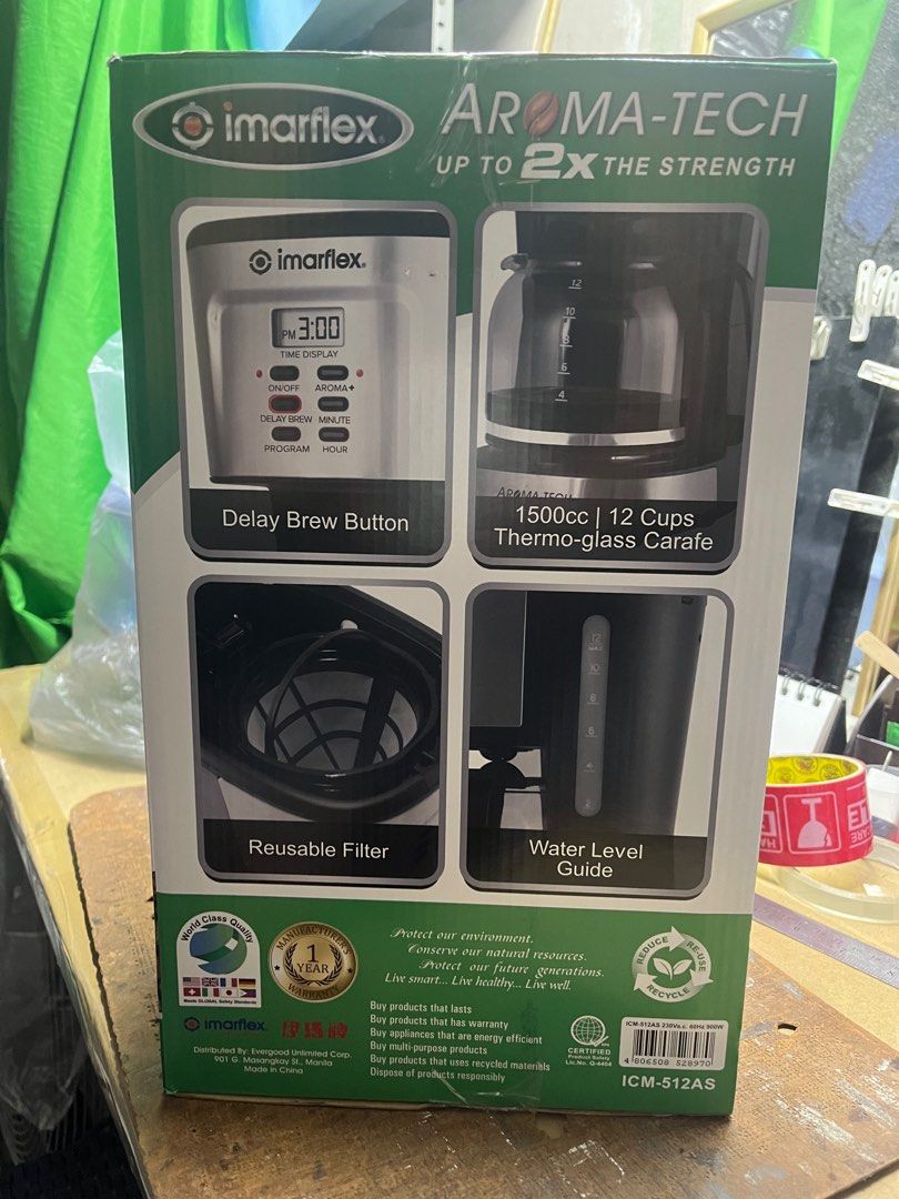 Imarflex Aroma-tech Coffee Maker ICM-512AS 12 Cups, TV & Home ...