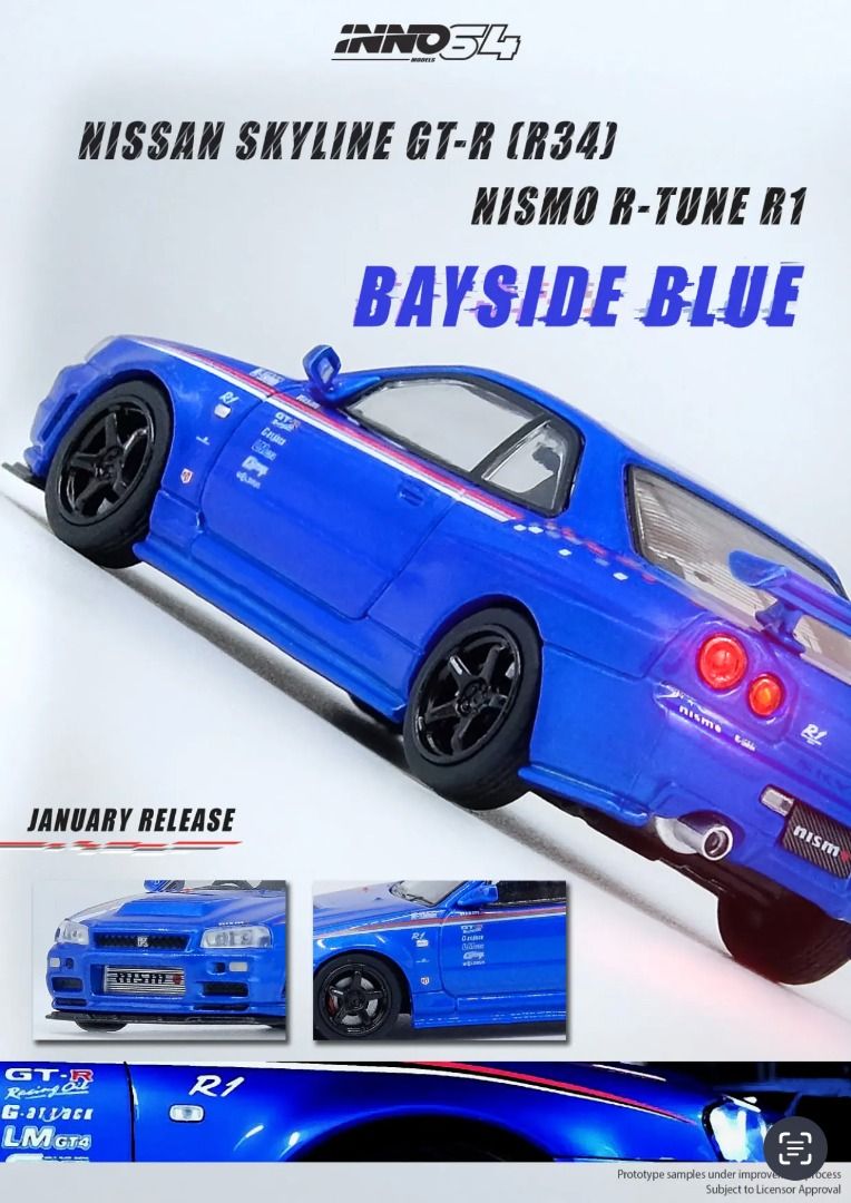 INNO64 Nissan Skyline GT-R(R34) Nismo R-Tune R1 [Bayside Blue], Hobbies ...