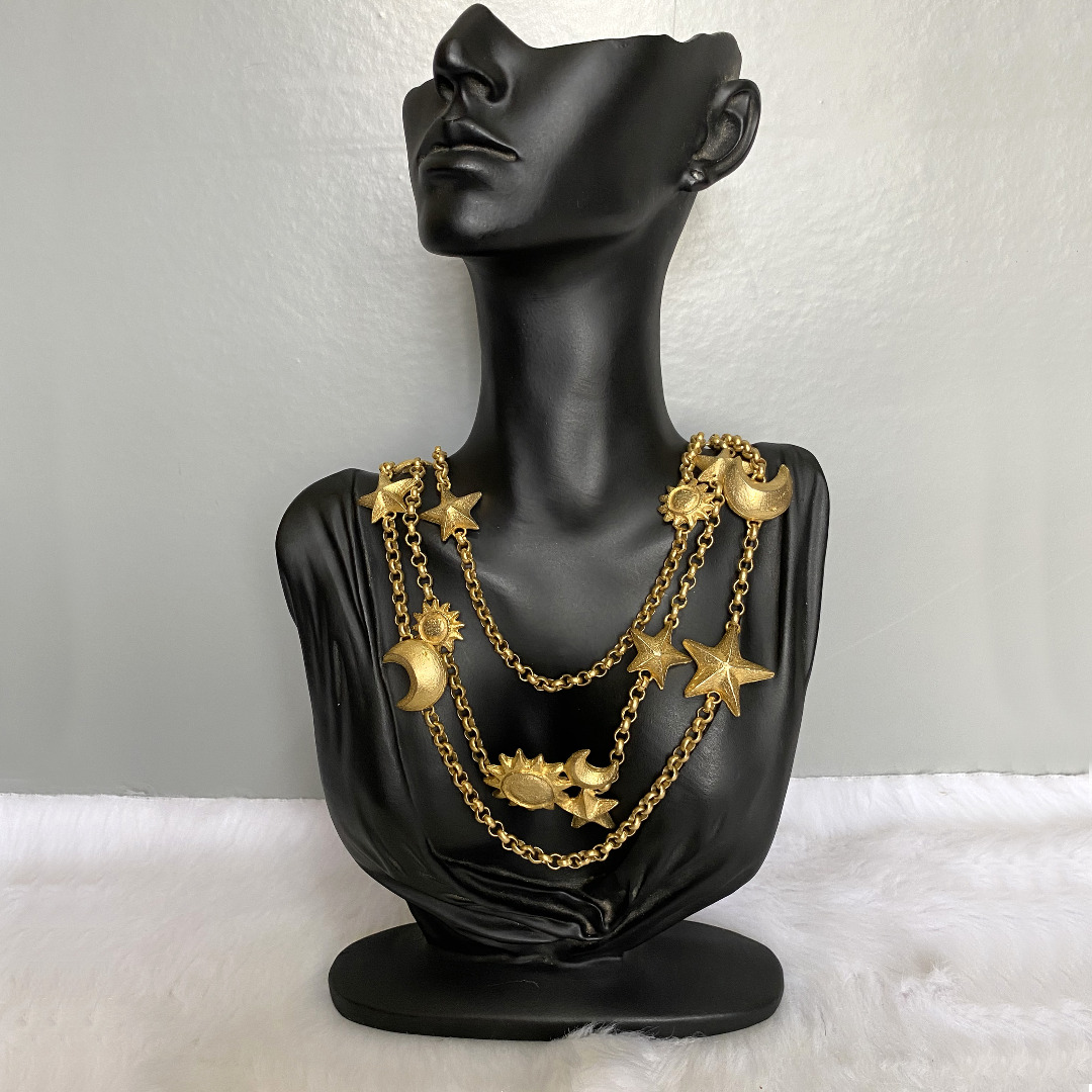 Japan Vintage Taoco Chain Sun Moon Star Charms Necklace on Carousell