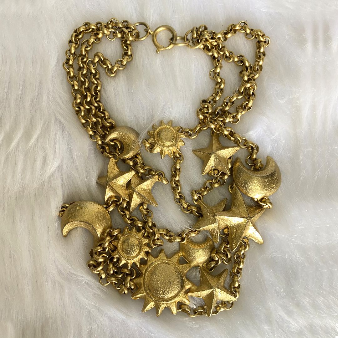 Japan Vintage Taoco Chain Sun Moon Star Charms Necklace on Carousell