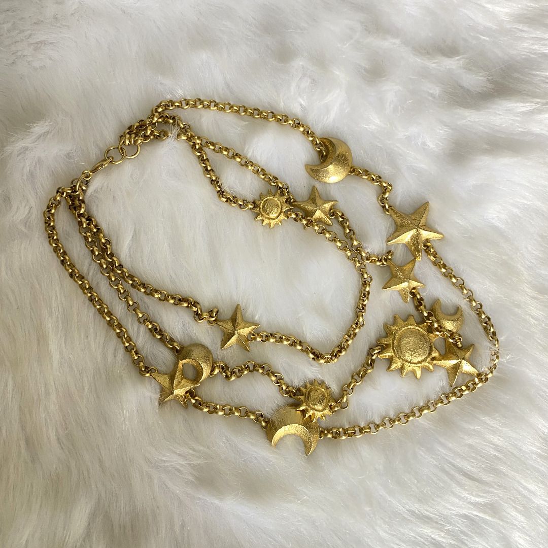 Japan Vintage Taoco Chain Sun Moon Star Charms Necklace on Carousell