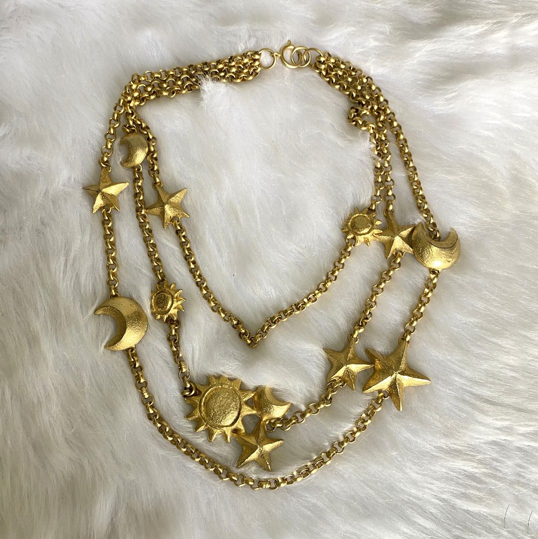 Japan Vintage Taoco Chain Sun Moon Star Charms Necklace on Carousell