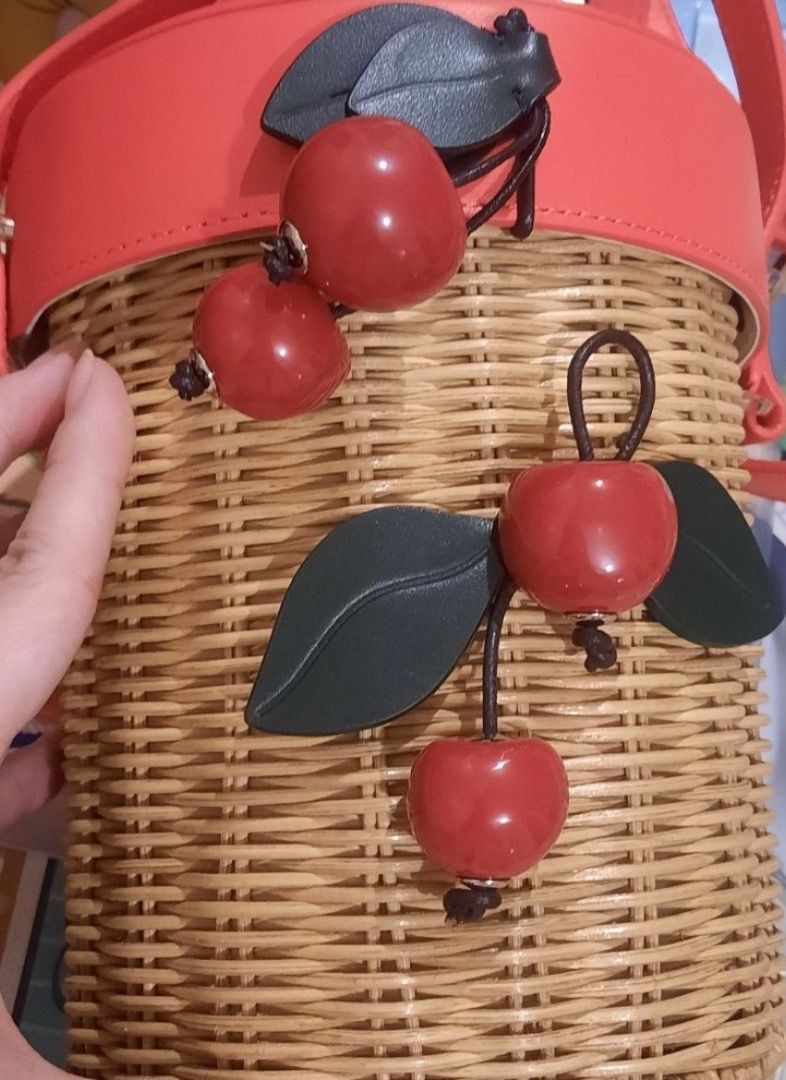 Kate Spade Cherry Rattan Bag, Women's Fashion, Bags & Wallets, Cross ...
