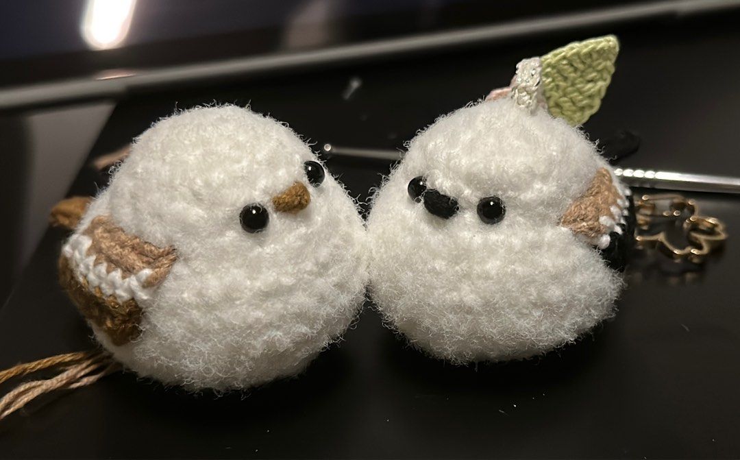 Crochet Korean crow tit mini plush keychain, Hobbies & Toys, Stationery ...