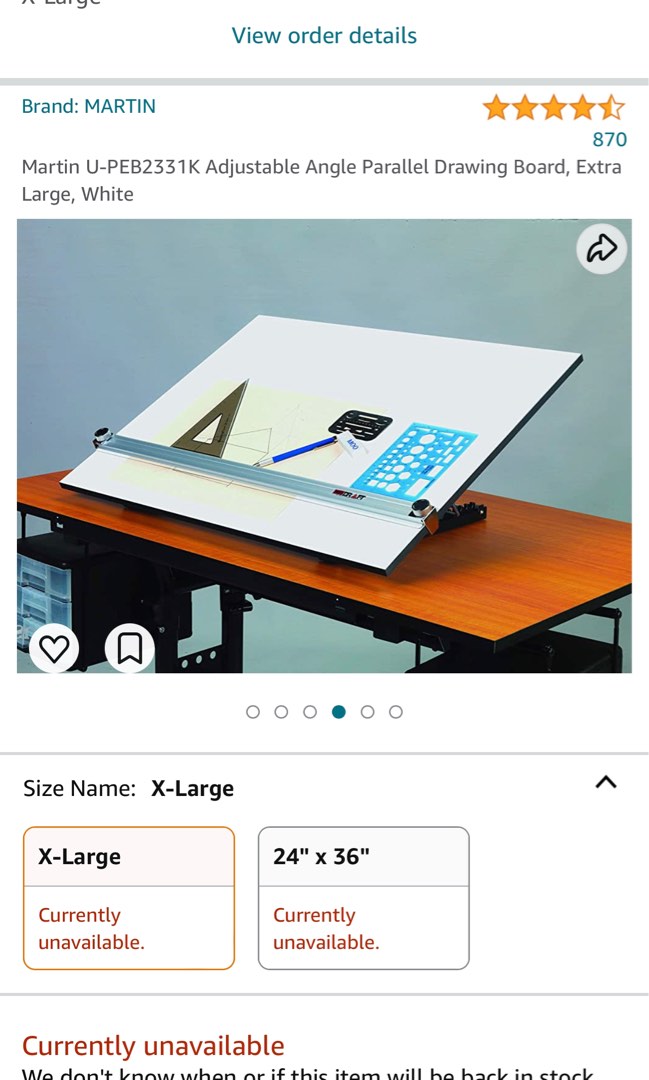 Martin Adjustable Angle Parallel Drawing Board XL white, Hobbies & Toys ...