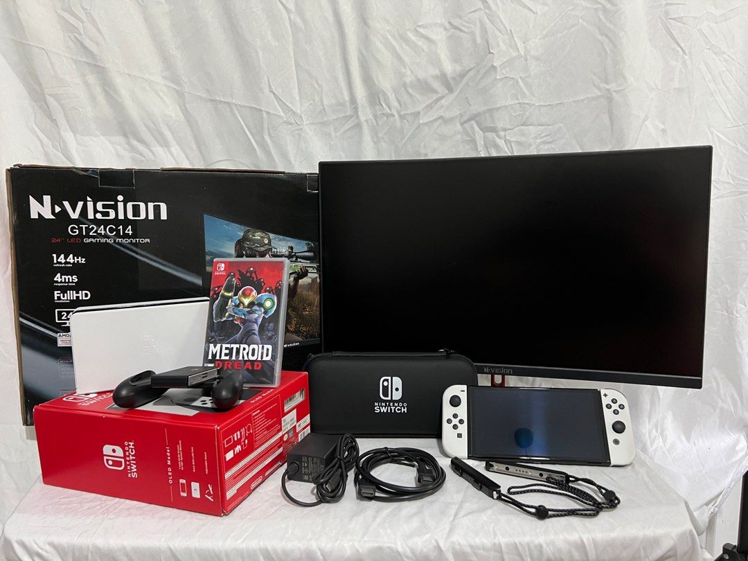 Nintendo Switch OLED + Metroid Dread Game + N Vision Monitor, Video ...