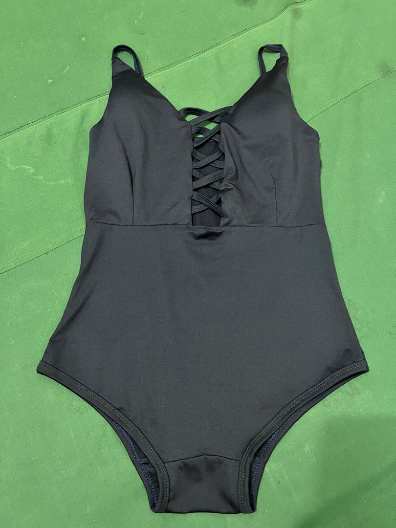 One piece dark blue swimsuit, Women's Fashion, Swimwear, Bikinis ...