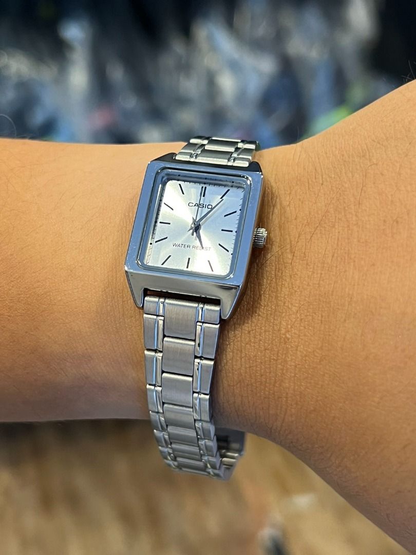 ORIGINAL CASIO Analog Square Silver Stainless Steel Ladies Watch LTP ...