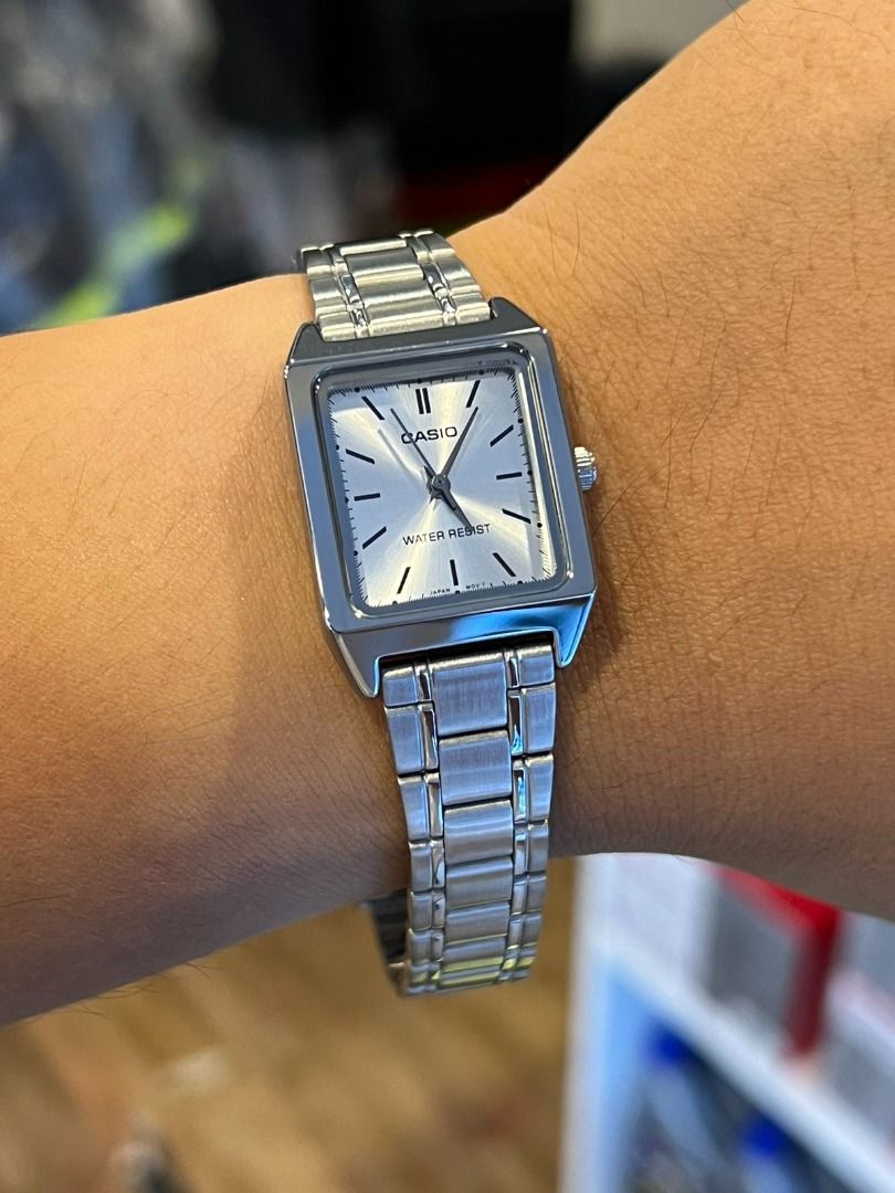 ORIGINAL CASIO Analog Square Silver Stainless Steel Ladies Watch LTP-V007D-7E on Carousell
