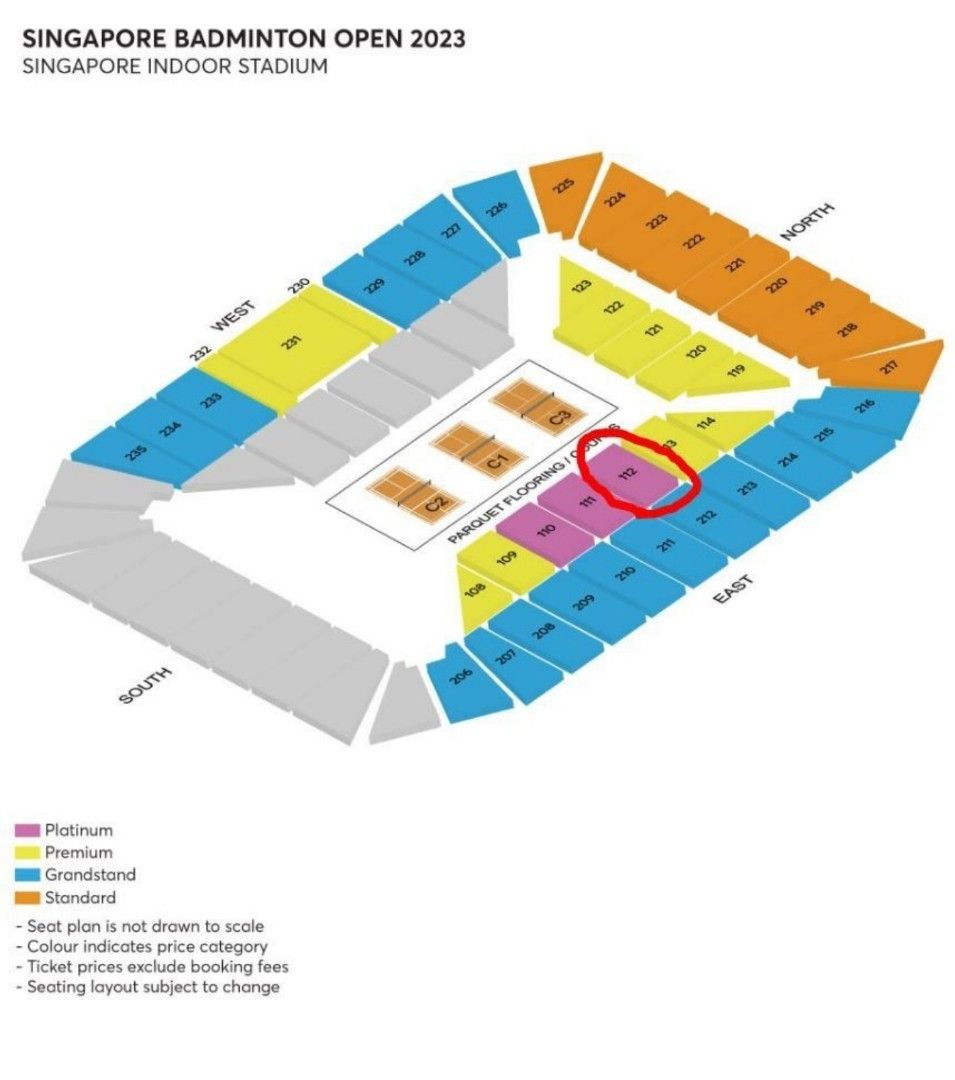 Platinum FRONT ROW ticket for Singapore Badminton Open SEMIFINAL ...