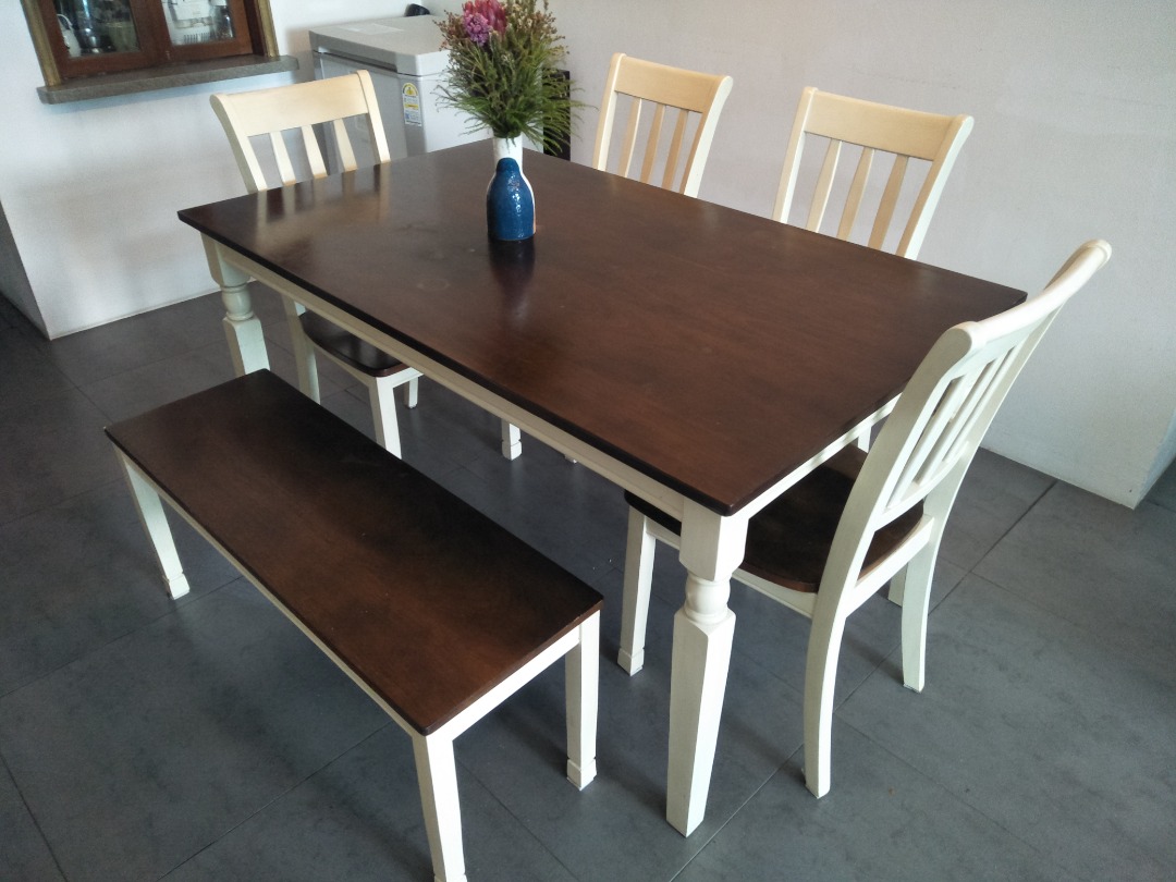 Premium dining table solid wood, Furniture & Home Living, Furniture ...