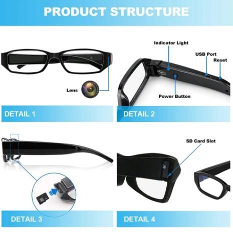 Ready Stock! Camera Spectacle Glasses | Wireless Hidden CCTV Spy Cam ...