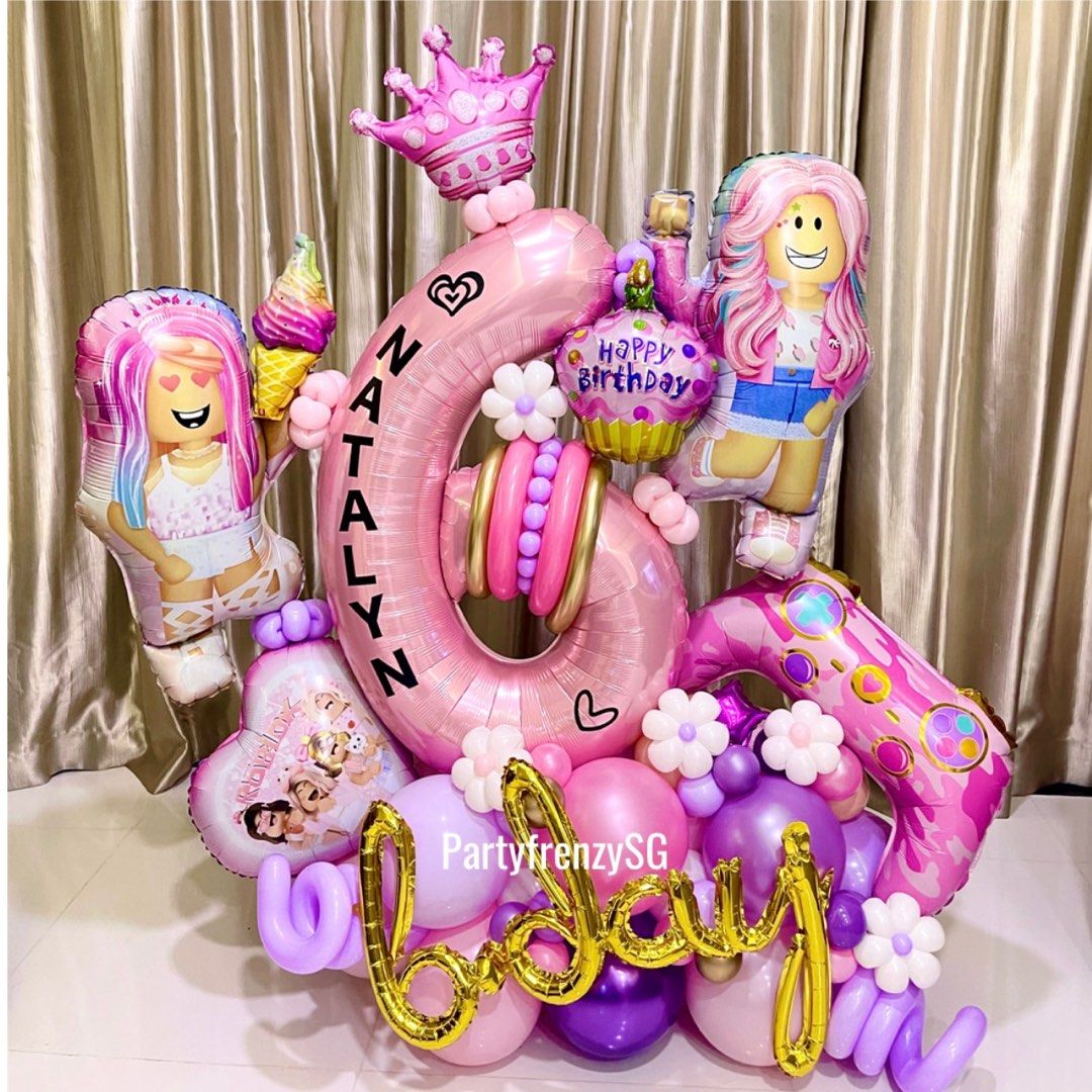 Balloon Roblox Decoration Centerpiece | Pink Roblox, Hobbies & Toys ...