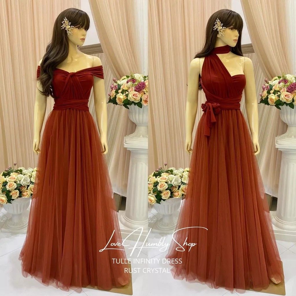 Rust Tulle Infinity Dress on Carousell