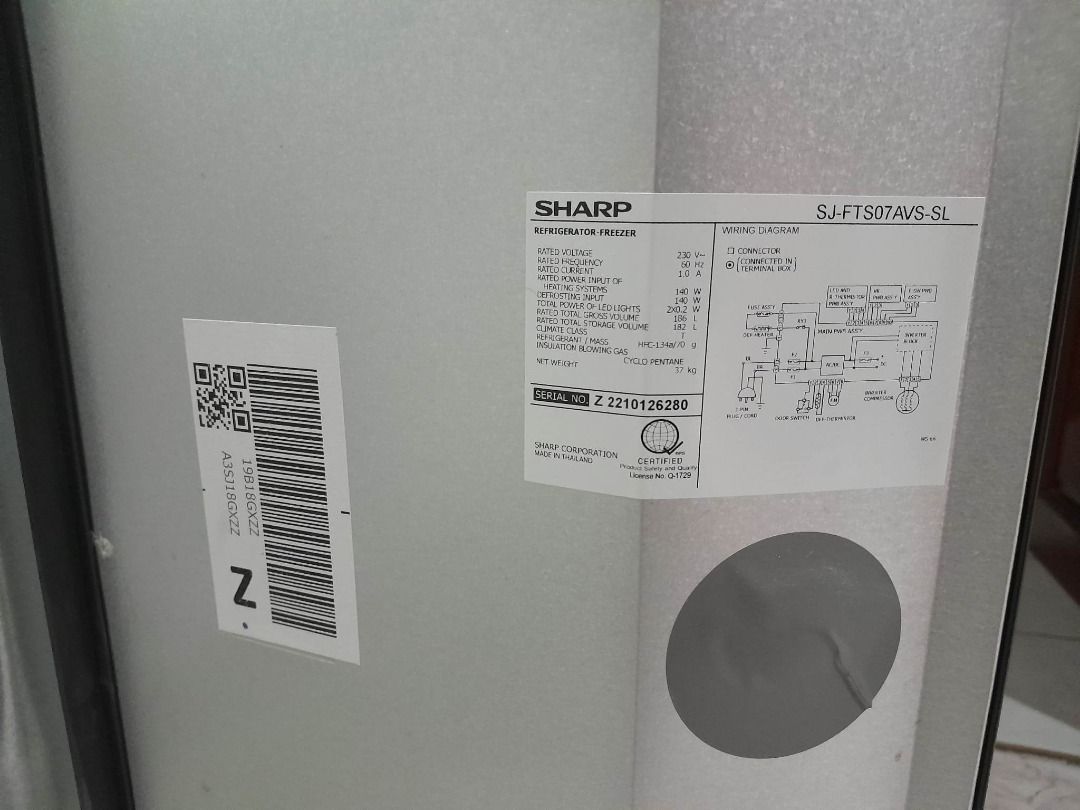 Sharp Refrigerator SJ-FTS07AVS-SL (INVERTER), TV & Home Appliances ...