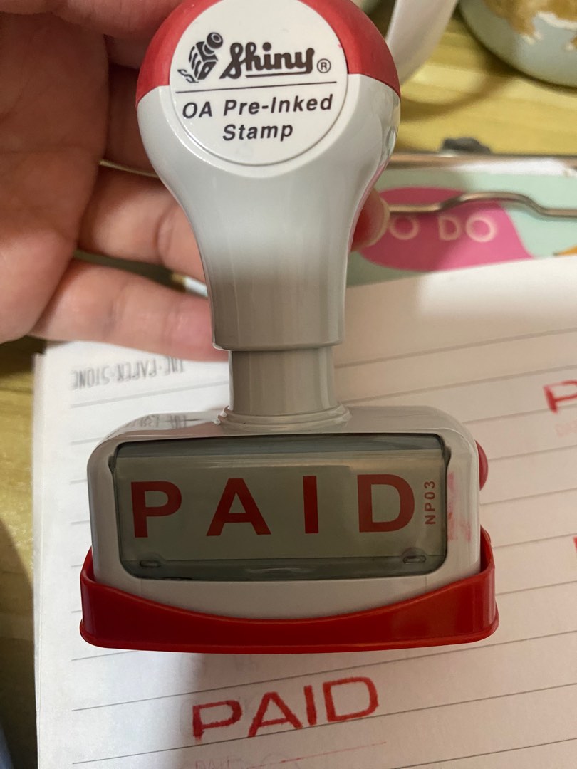 Shiny pre-inked stamp [PAID], Hobbies & Toys, Stationery & Craft, Other ...