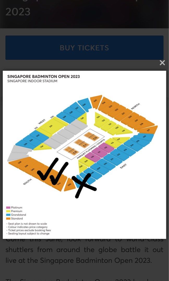 Singapore Open Tix 2023 7-11 June, Tickets & Vouchers, Event Tickets on Carousell