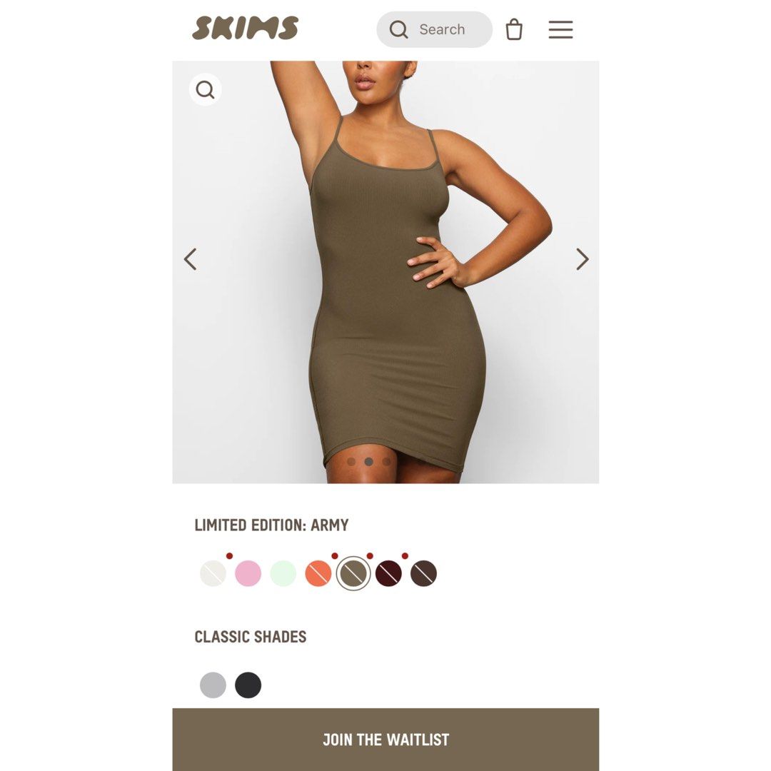 Skims ~ Soft Lounge Slip Dress In army green, Women's Fashion, Dresses ...