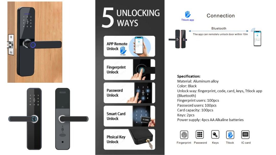 Door TTLock Bluetooth Digital Door/Gate/ Bedroom/ Glassdoor Lock ...
