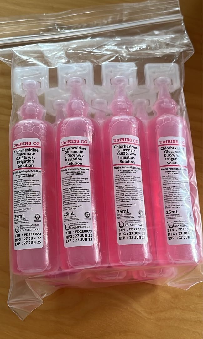 UNIRINS Antiseptic Solution CHLORHEXIDINE GLUCONATE 0.05% 25ML, Health ...