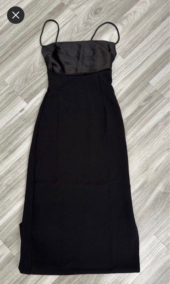 Vines Black Dress: Malika by Modelano, Fesyen Wanita, Pakaian Wanita, Gaun & Rok di Carousell