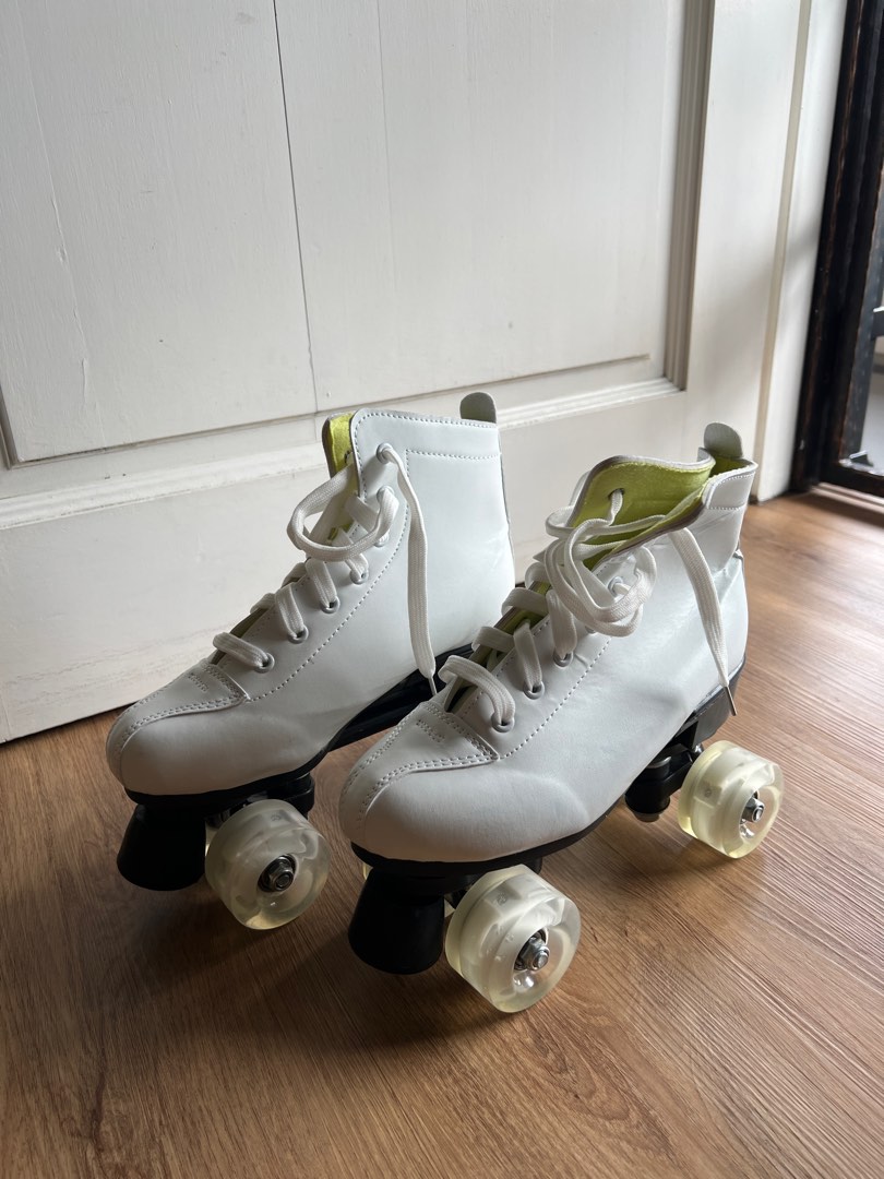 White Rollerskates (with lights), Sports Equipment, Sports & Games ...
