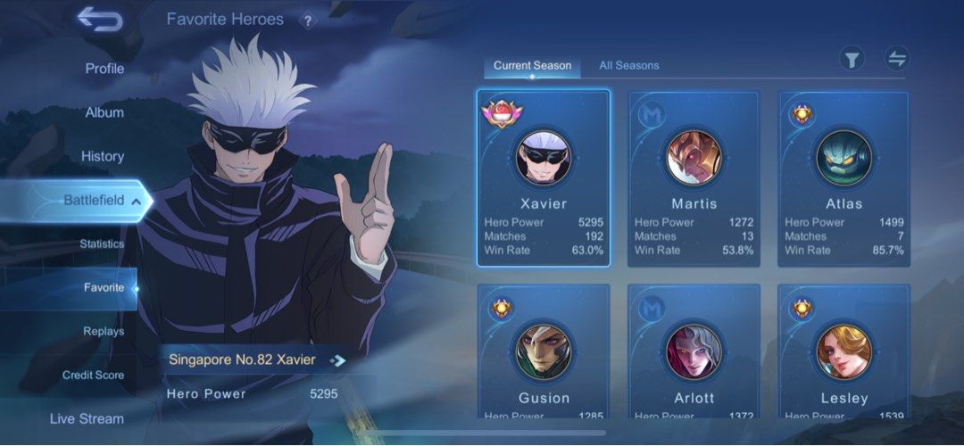 WTS Mobile legends with Satoru Gojo skin, Video Gaming, Gaming ...
