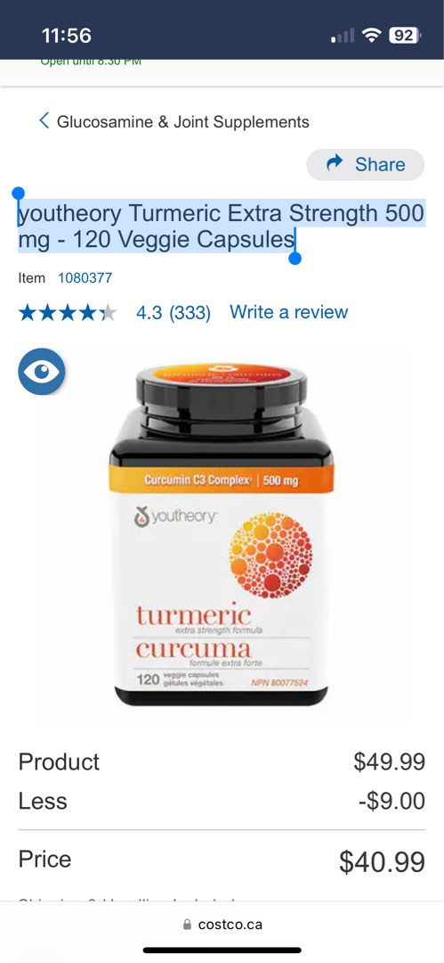 youtheory Turmeric Extra Strength 500 mg - 120 Veggie Capsules, 健康及營養食用 ...