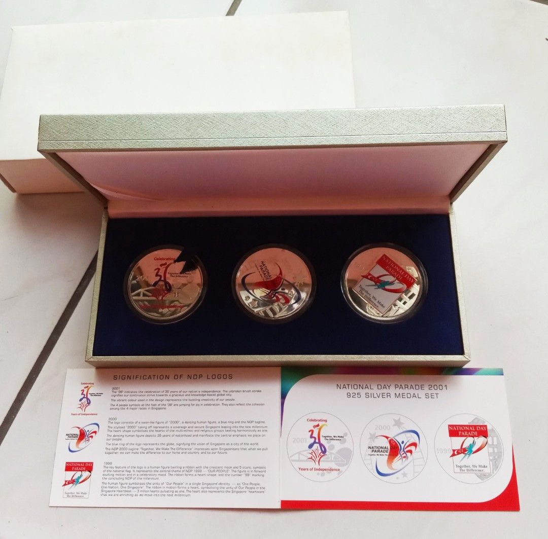 1999 2000 2001 Singapore NDP Silver Proof Medals Set, Hobbies & Toys ...