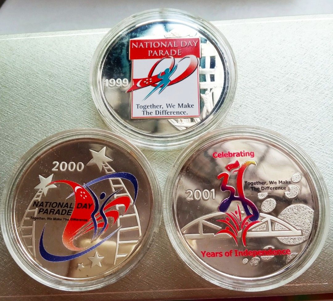 1999 2000 2001 Singapore NDP Silver Proof Medals Set, Hobbies & Toys ...