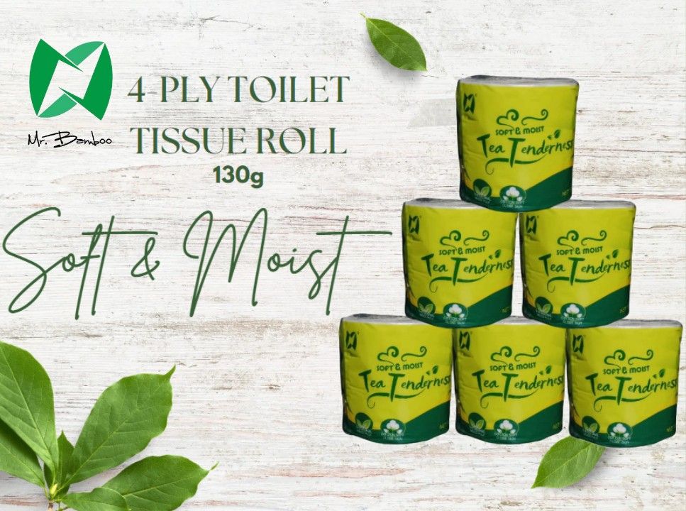 4 Ply Toilet Paper Roll Mr. Bamboo Tea Tenderness 130g 480 sheets ...