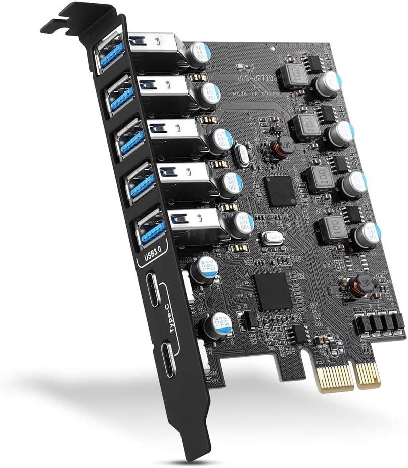 7 Port PCI-E to USB 3.0 (2X USB-C - 5X USB-A), PCI Express USB Add in ...