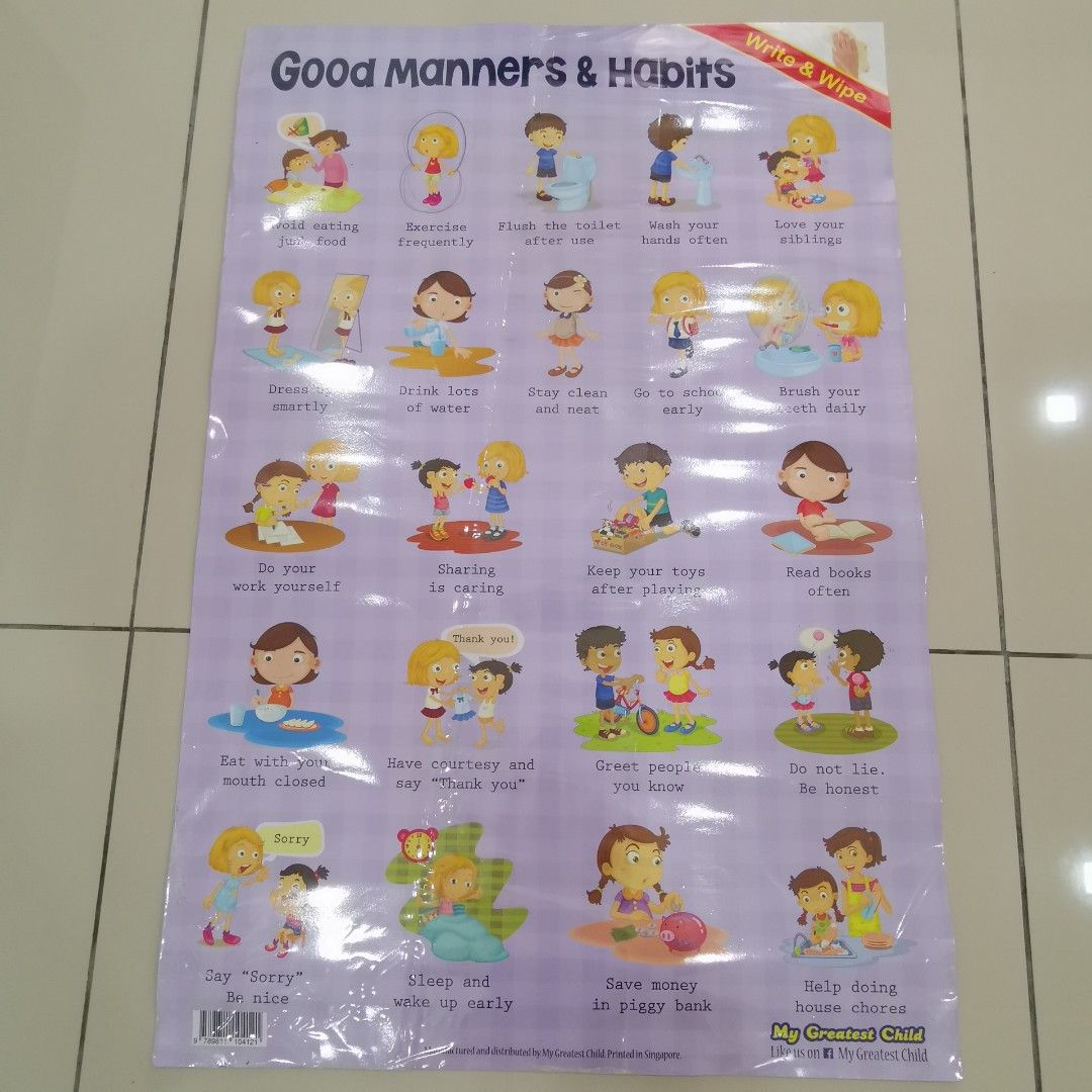 (7pc)Colourful educational kid learning wall poster, Hobbies & Toys ...