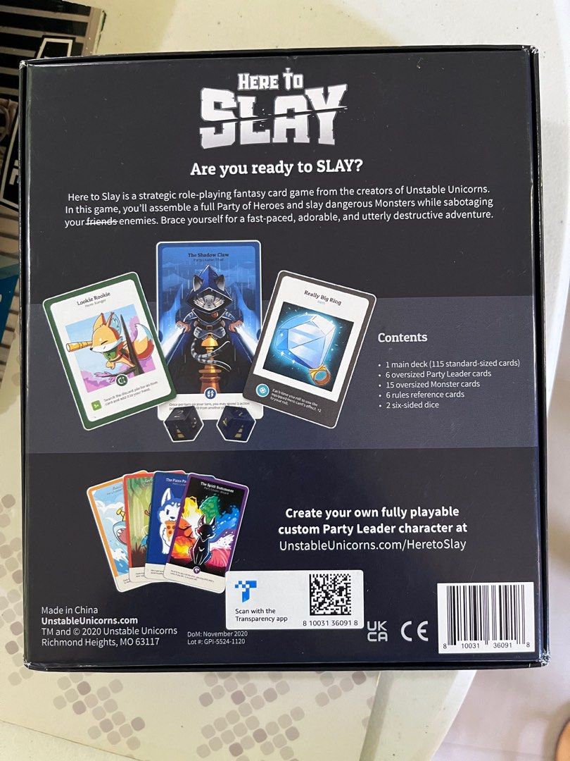 Authentic Here To Slay game with Ryker Sleeves, Hobbies & Toys, Toys ...