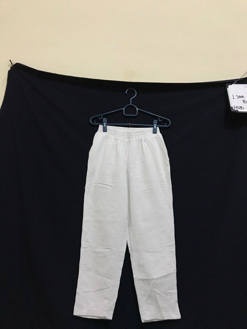 Celana corduroy highwaist size 26-30 broken white putih tulang kodeA1537, Fesyen Wanita, Pakaian ...
