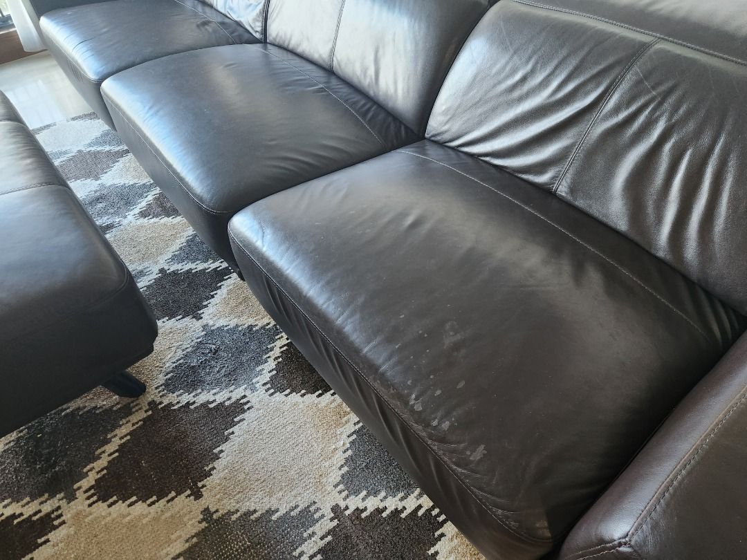 Cellini Kof sofa 3 seater half leather with Foot stool (2021 ...