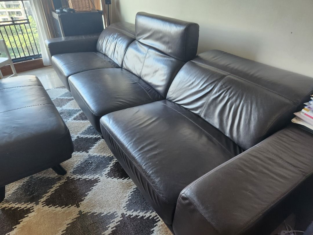 Cellini Kof sofa 3 seater half leather with Foot stool (2021 ...