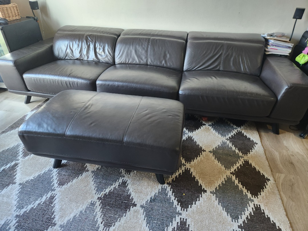 Cellini Kof sofa 3 seater half leather with Foot stool (2021 ...