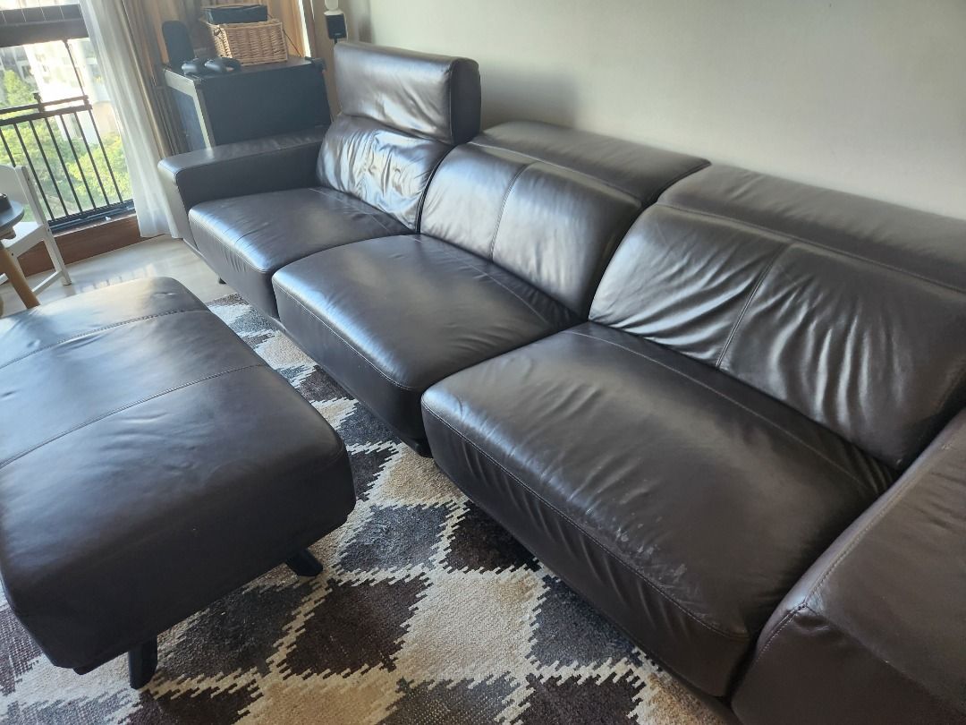 Cellini Kof sofa 3 seater half leather with Foot stool (2021 ...